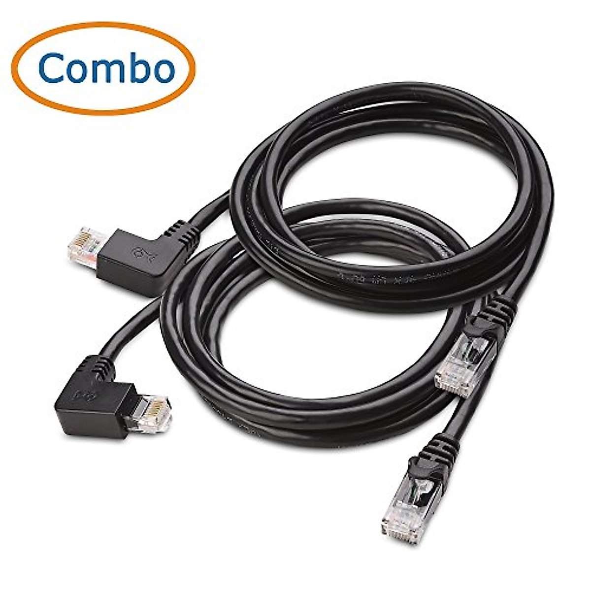 Cable Matters 10Gbps Combo-Pack 90 Degree Cat 6, Cat6 Right Angle Ethernet Cable 5 ft (90 Degree + 270 Degree Right Angle Cat6 Cable)