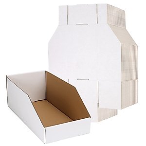 EXYGLO Garage Storage Bins, Pack of 35 Cardboard Shelf Organizer Bins 12x6x4.5inch Pantry Bins for Parts, Snacks, Bottles, Cans