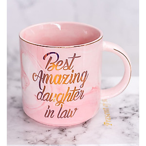 Mugpie Daughter In Law Gifts from Mother In Law - Best Amazing Daughter In Law Coffee Mug - Funny Birthday Gifts for Mom Wife - Mother's Day Christmas gifts Idea - Cute Pink Cup 11.5oz