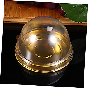 HEMOTON 50pcs Small Containers Square Containers with Lids Mini Cookies Snack Box Container Plastic Round Cake Box Individual Cupcake Golden Packing Box Plastic Boxes Gift Box Paper Cup