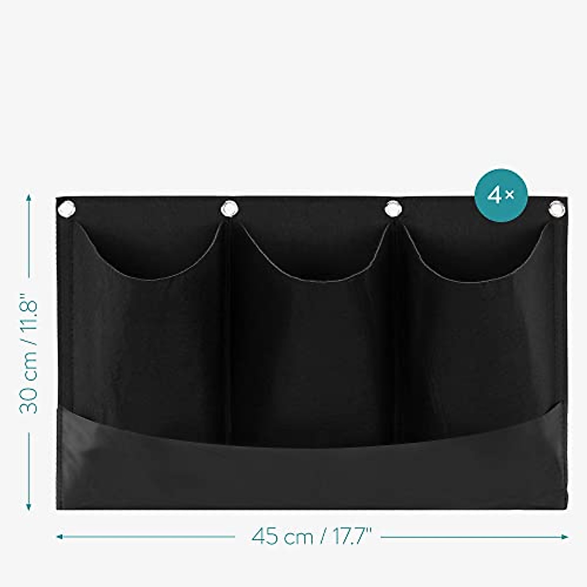 Navaris Hanging Outdoor Planters - Pack of 4 Plant Hangers for Balcony Deck Patio Porch Railing Garden Plants Herbs Flowers - 3 Pocket Felt Planters