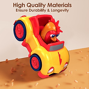 TOYMAKER La Granja De Zenon Kids Car Bartolito Chicken Toys Push and Go Cars Toys Lorito Pepe Bird Toys Friction Powered Inertia Cars for Toddlers 1-3 Birthday for Girls Boys