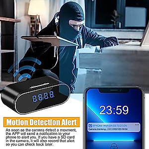 1080P Hidden Camera WiFi Spy Camera Hidden Camera Clock Wireless Mini Home Security Camera Small Secret Camera Nanny Spy Cam Surveillance Camera with APP 140 Wide Angle Night Vision Motion Detection