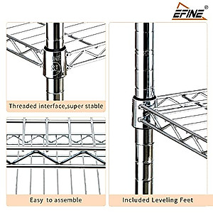 EFINE Chrome 5-Shelf Shelving Unit with 5-Shelf Liners, NSF Adjustable Heavy Duty Steel Wire Shelves, 350lbs Loading Capacity Per Shelf, Storage Rack(36W x 14D x 72H) Pole Diameter 1 Inch