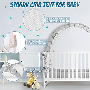 Kylinton Crib Net to Keep Baby in, Safety Crib Tent, Pop Up Pack N Play Tent, Crib Canopy, 28" x 52", Mini Crib Net to Keep Baby from Climbing Out Protect Babies from Falls or Bites, Grey