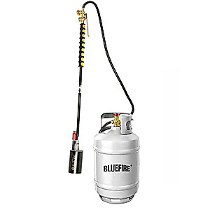 BLUEFIRE 150,000 BTU High Output Propane Torch Weed Burner with 10ft Hose Trigger Start Heavy-Duty Turbo Jumbo Flame Garden Blowtorch Weeds Burn Ice Snow Melt Roof Asphalt Road Repair Campfire Starter