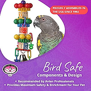 Super Bird Creations SB676 Spin Tower Bird Toy, Large Bird Size, 13" x 3" x 3"