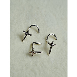 18g, 20g Cross Earrings/Nose Stud sterling silver nose stud/nose screw, Jewelry Nose Stud, Body Piercing Jewelry, Nose Piercing, Body Jewelry (20g L Bend)