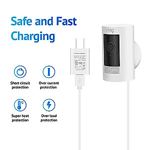 Ayotu 16Ft Camera Charge Cable for Stick Up Cam Battery/Plug-in 3rd Gen/2nd Gen & Pan Tilt Mount Power Cord, Waterproof Power Adapter Continuous Charging NOT for Spotlight Cam Plus(NO Camera), White