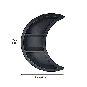 Flueyer Moon Shelves Wall Decor, Moon Shaped Floating Shelves for Essential Oil Display or Crystal Holder, Mounted Moon Wall Decor for Bedroom Living Room Bathroom