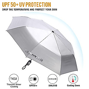 G4Free UPF 50+ UV Protection Large Travel Umbrella 46 Inch Auto Open Close Windproof Sun Blocking Umbrella (Lake Blue)