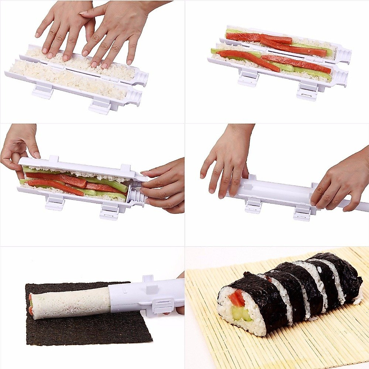 Sushi Roll Making Kit - Homemade Sushi Rolls Made Easy by Sushi Roller Kit, Best Sushi Maker Machine Set, Plastic Sushi Bazooka
