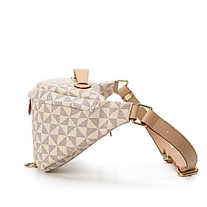 Sling Bag for Women Small Belt Chest Bum Bag Checkered waist Fanny Pack Crossbody for women Designer-Perfect for On-the-Go Style (White 1)