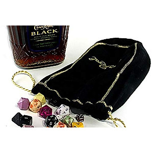 Crown Royal Black Bag w/Gold Drawstring Storage Gift Bag Shiftboot Carrying Dice or Games Fabric for Sewing