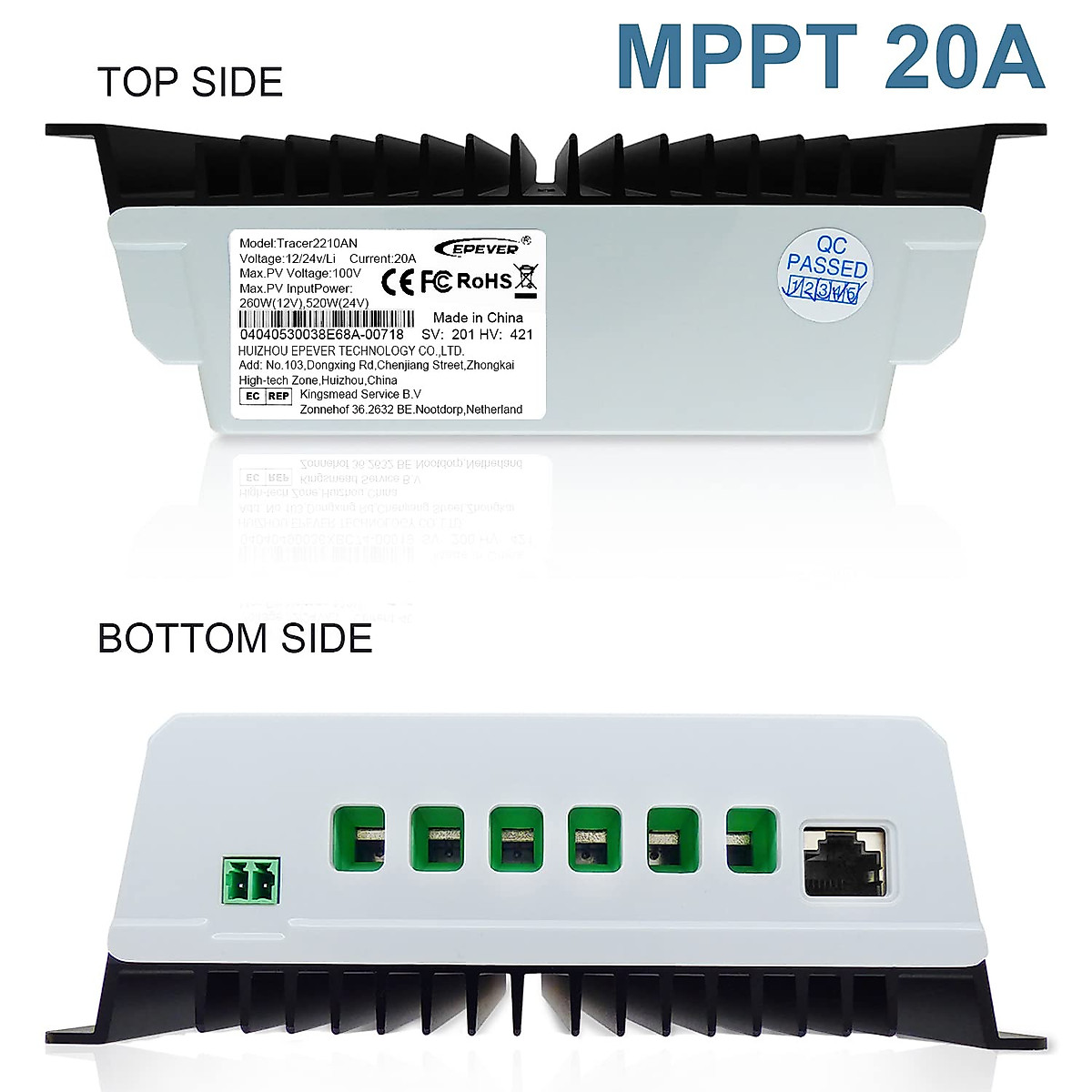 EPEVER 20A Solar Charge Controller MPPT Solar Panel Charge Controller 12V / 24V Auto Working Max PV 100V Solar Charge Battery Regulator with LCD Display for Gel Flooded Sealed Lithium Batteries