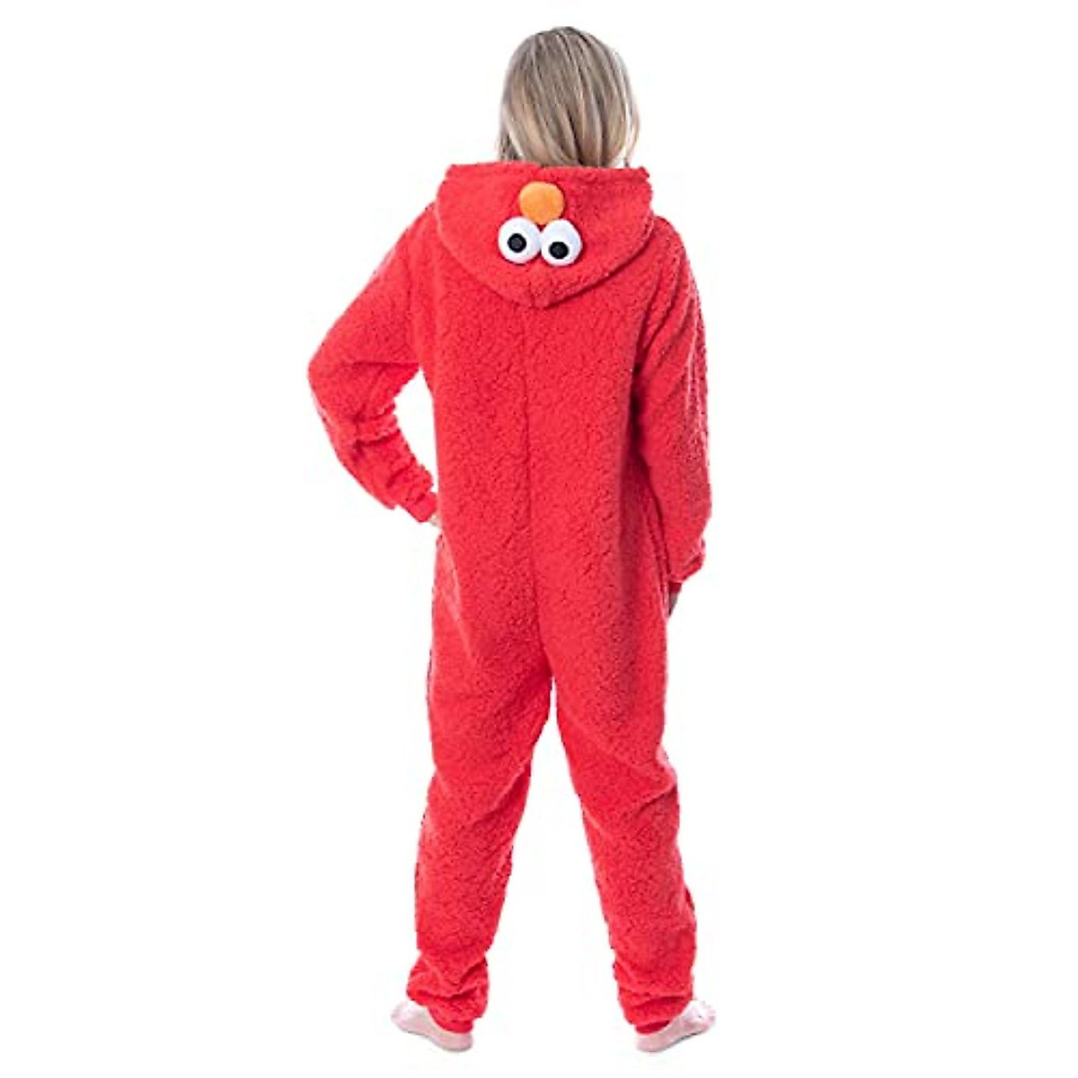MJC International Sesame Street Adult Elmo Sherpa Union Suit Costume Pajama For Men Women (Large), Elmo Red