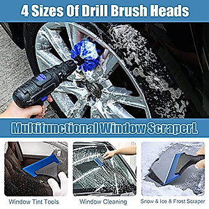 ESERRUY 20 PCS Car Interior Detailing Kit, Car Cleaning Kit with High Power Portable Handheld Vacuum, Auto Detailing Drill Brush Set, Car Windshield Cleaner, Car Wash Kit Supplies for Exterior Wheels