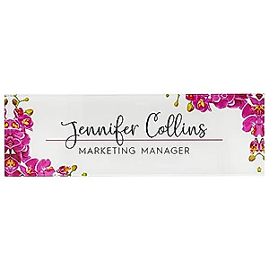 Premium Clear Acrylic Glass Block Unique Designed Name Plates for Your Desk - (8"x2.5") – Orchids