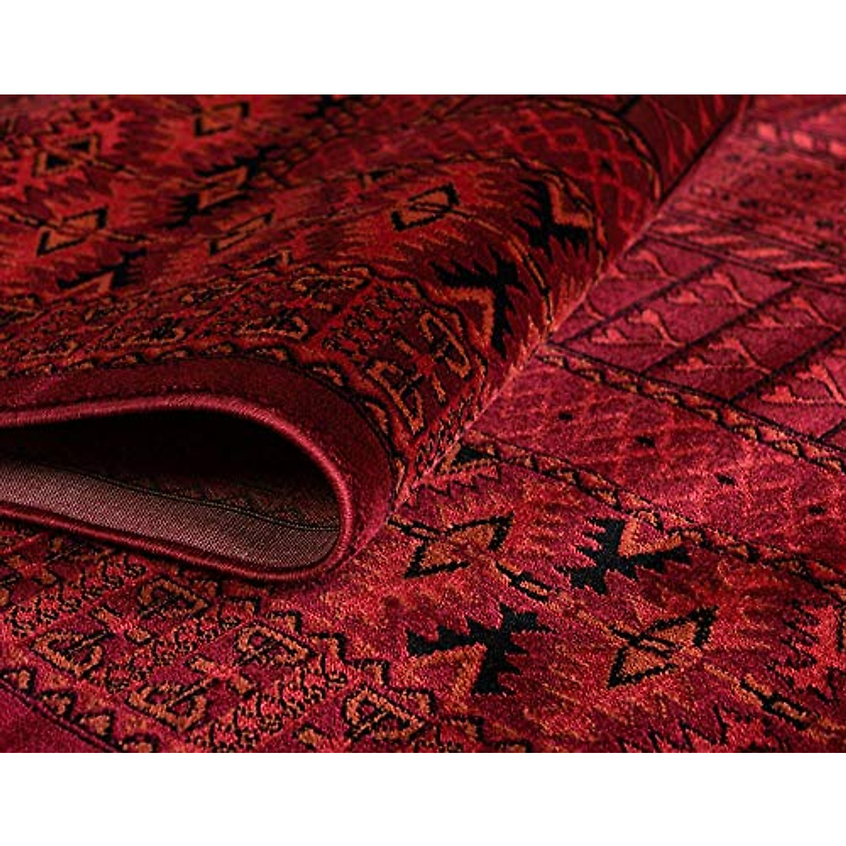 Unique Loom Tekke Collection Over-Dyed Saturated Traditional Torkaman Area Rug, 5 x 8 ft, Red/Black