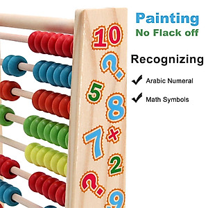 Sealive Classic Wooden Abacus for Kids Math, Educational Counting Toy with 100 Beads, 123 Learning Number Abacus for Toddler, Mathematics Toy Beads Game for Preschool Children Kindergarten