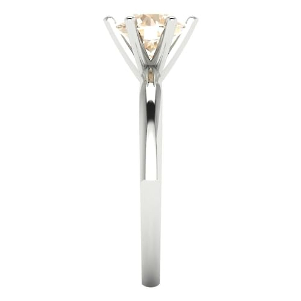 Clara Pucci 1.0 ct Round Cut Solitaire Natural Brown Morganite Engagement Bridal Promise Anniversary Ring in 18K White Gold Size 4