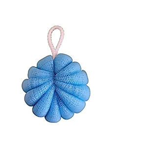 INGVY Dry Brushing Body Brush Thicken Bath Ball Exfoliating Scrubber Shower Mesh Foaming Body Back Skin Cleaning Tool Bathroom Accessories Exfoliating Sponge (Color : Blue)