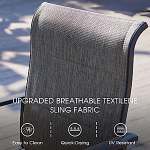 VICLLAX Stackable Patio Chairs Set of 2, All Weather Metal Outdoor Dining Chairs with Padded Foam for Lawn, Garden, Poolsides, Black Finish Frame