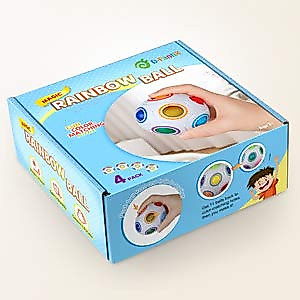 D-FantiX Rainbow Puzzle Ball 4 Pack, Magic Rainbow Ball Puzzle Cube Fidget Balls Puzzle Brain Games Fidget Toys for Kids Adult, Brain Teasers for Kids Boys Girls, Easter Basket Stuffers for Kids