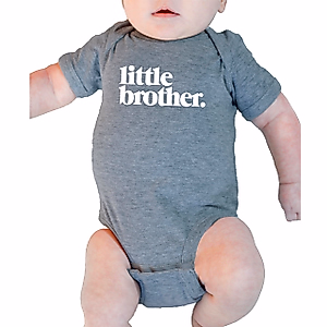 Olive Loves Apple Little Brother Bodysuit for Baby Boys Sibling Outfits Granite Heather Bodysuit Newborn