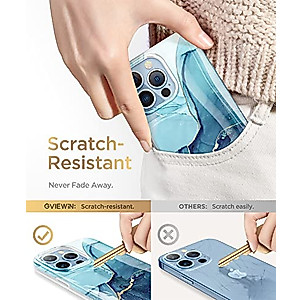 GVIEWIN for iPhone 13 Pro Case 6.1 Inch 2021, [10FT Military Grade Drop Protection] Marble Phone Case Slim Glossy Soft TPU Shockproof Protective Cover for Women Men Stylish Phone Cases(Navy Blue)