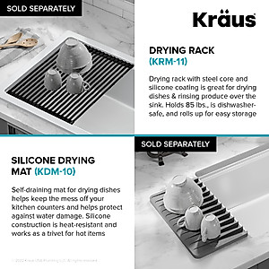 KRAUS Turino 33-inch Fireclay Workstation Drop-In/Undermount Single Bowl Kitchen Sink in Gloss White, KFDW1-33GWH