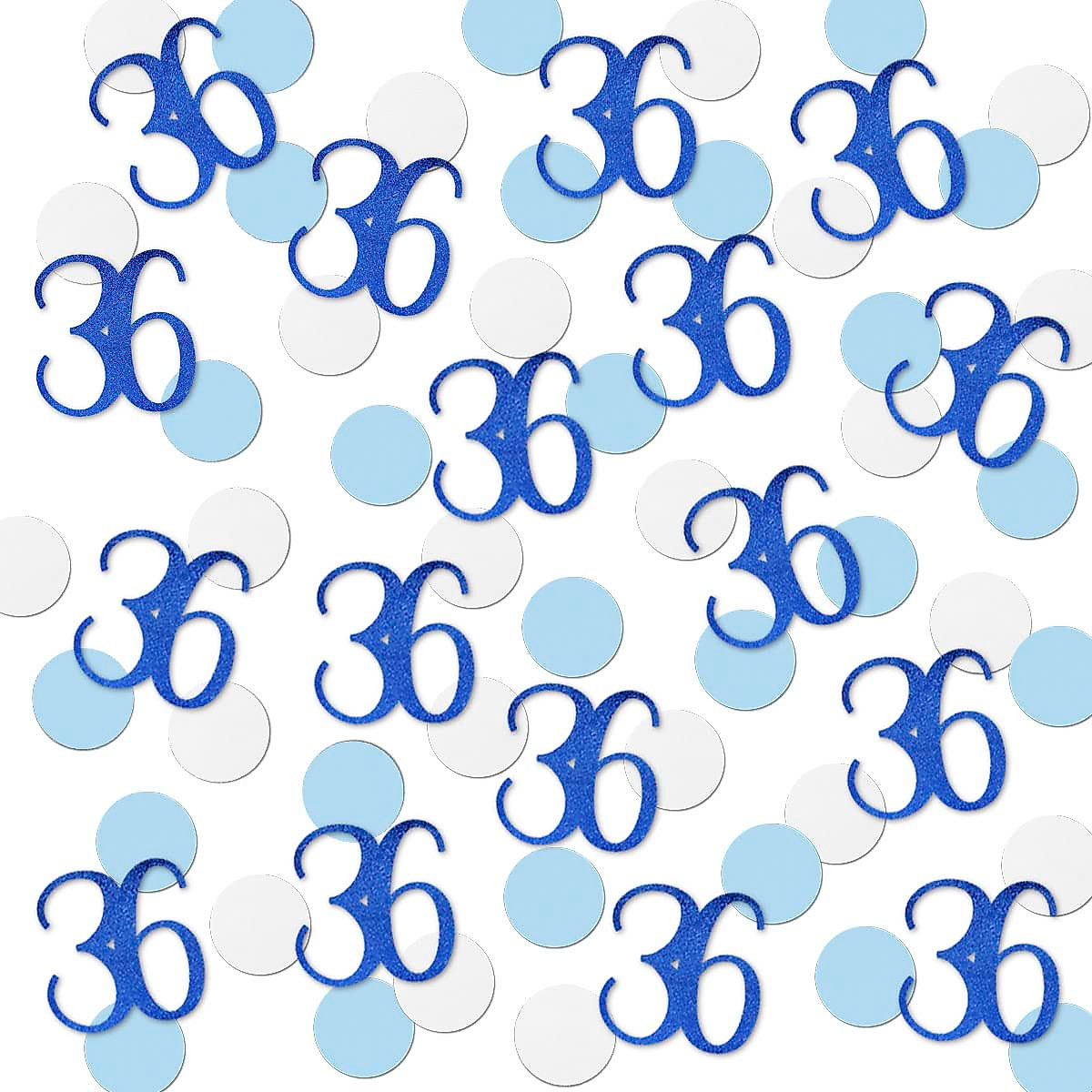 Blue Glitter 36 Confetti, 36th Birthday Number Confetti, 200pcs Anniversary Party Table Decoration Supplies