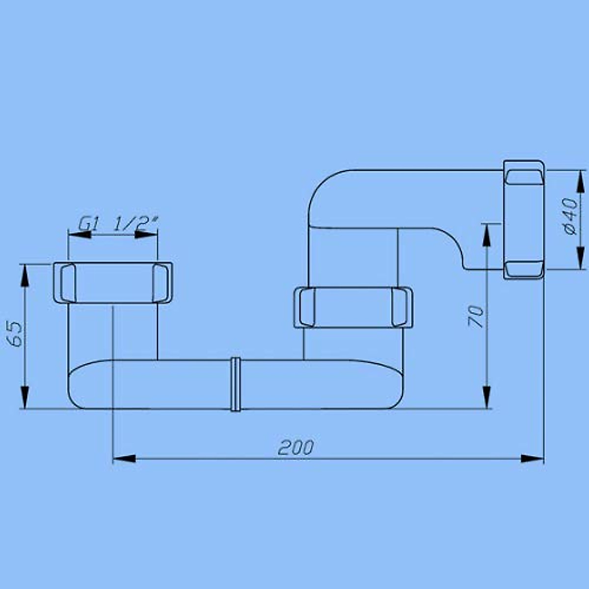 Bath Shower Drain Flat P-Trap 1 1/2" P Trap E000 for Acrylic bathtubs by Aniplast
