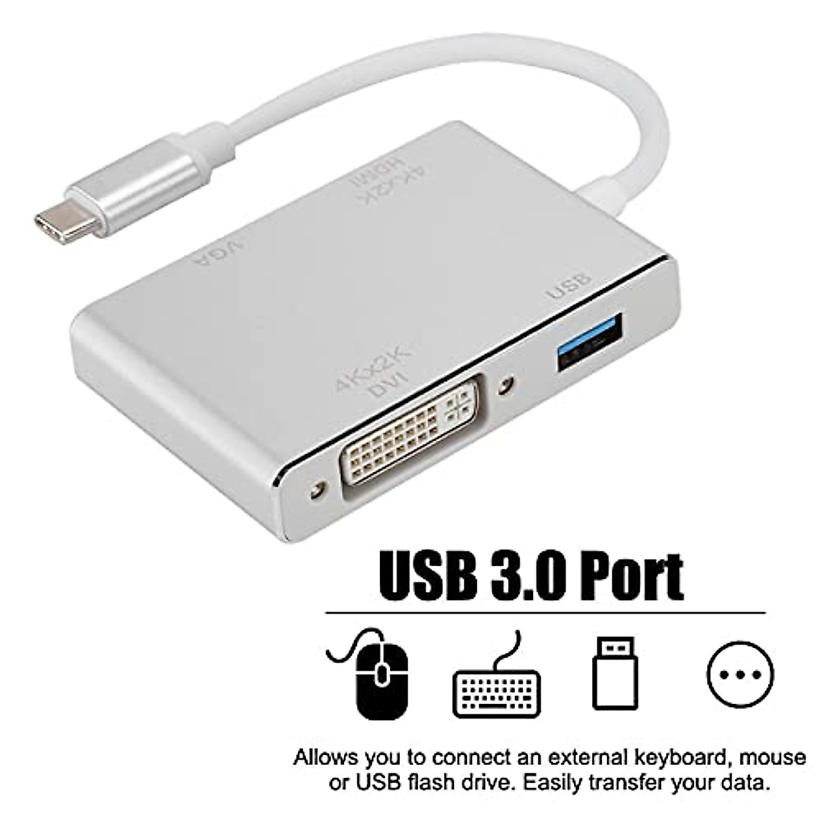 Type-C Converter 1920x1200/30hz Hub Adapter Easy to Carry Aluminum Alloy Multifunction for Computer Desktop