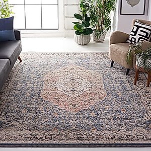 Safavieh Vivaldi Collection 9' x 12' Blue/Rust VIV565M Traditional Vintage Oriental Area Rug