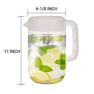 Smarthome Homesmart Plastic Water Pitcher, Juice 1 Gallon Pitchers With 4 Cups 12.5 oz, Tea Jug, Container, White Beverage For Ice & Lemonade, 4L Mixing BPA-free