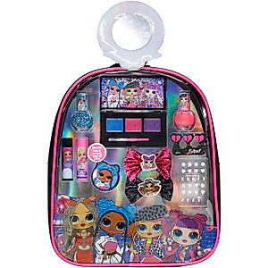 L.O.L Surprise! Townley Girl Backpack Cosmetic Makeup Set with Flip-up Mirror includes Lip Gloss, Nail Polish, Hair Bow & more for Kid Tweens Girls, Ages 3+ perfect for Parties, Sleepovers & Makeovers