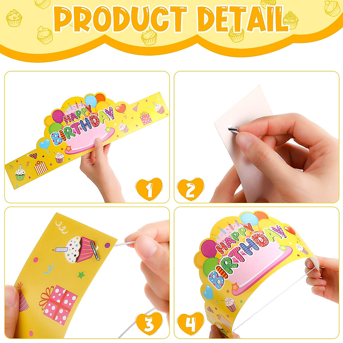 Yunsailing 36 Pcs Colorful Party Crowns - Classroom Gifts and Birthday Hats for Kids