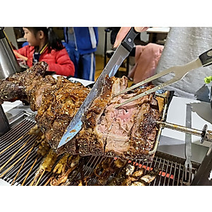 Spiked Carving Tray Stainless Steel Spiked Roast Chicken Carving Dish Tray, Turkey Meat Serving, Stainless Steel Carving Knife Fork Set for Meat Turkey