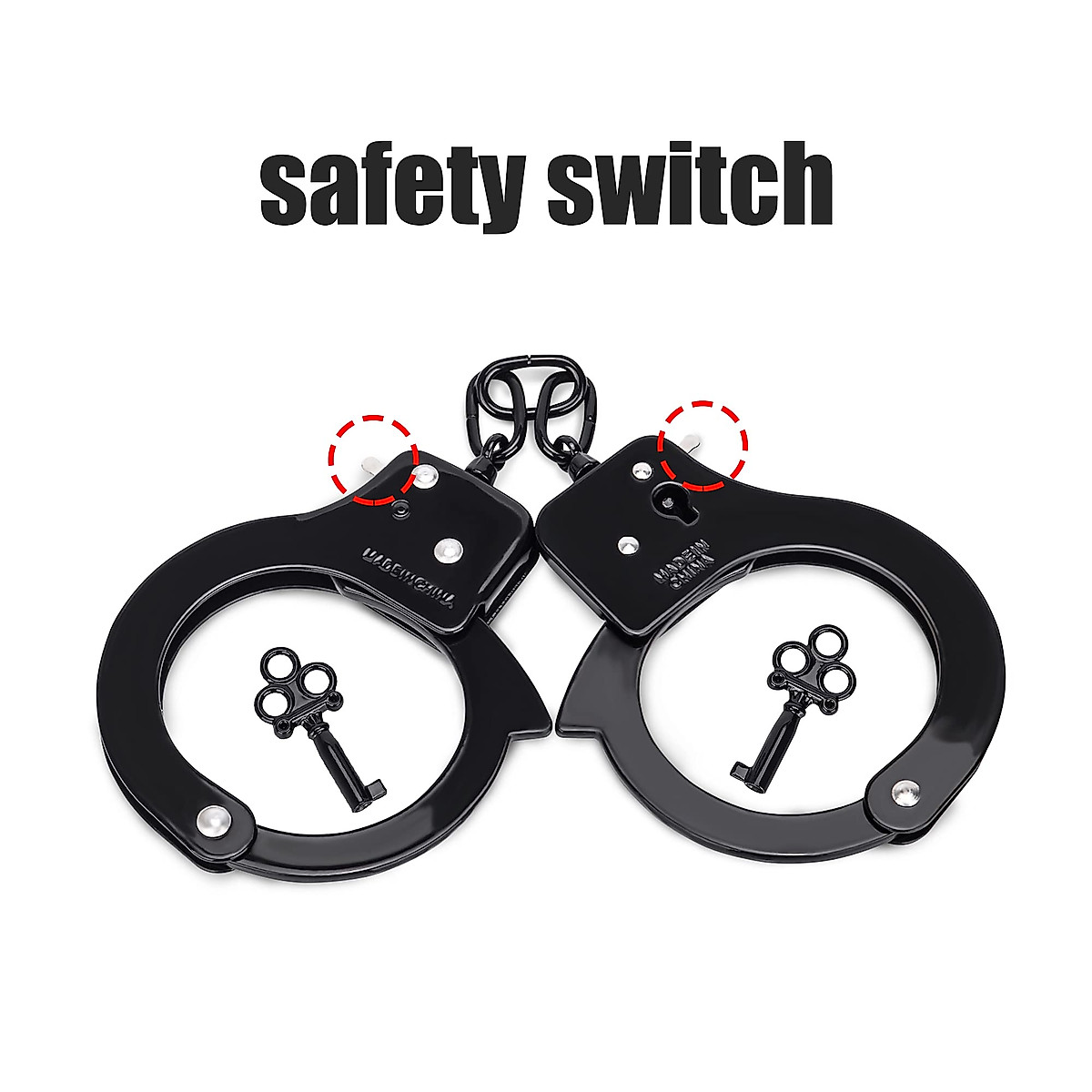 HUALIXUAN Metal Play Handcuffs, Hand Cuffs Police, Toy Handcuffs for Kids (Black)