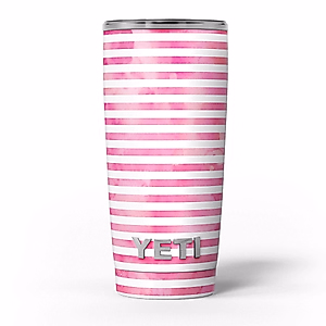 Design Skinz The Grungy Pink Watercolor with Horizontal Lines - Skin Decal Vinyl Wrap Kit Compatible with The Yeti Rambler Cooler Tumbler Cups