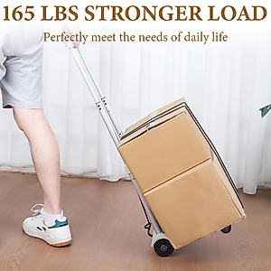 Fingertip WD Folding Luggage Cart with Chassis,4 Wheels Folding Hand Truck Dolly,Collapsible Light Duty Dolly for Moving Shopping Travel Office Use,165lbs(Grey)