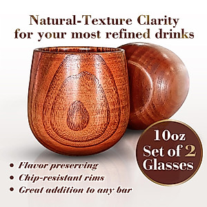 Wooden Bourbon Drinking Glass, Bourbon Gifts for Men - Wooden Old Fashioned Glasses Set Whiskey Tumbler | Birthday Whiskey Gifts for Men, Dad or Brother | Handcrafted Whiskey Wooden Tumbler(2 Pack)