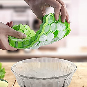 2 PCS Premium Ice Cube Trays, AUSSUA Silicone Ice Cube Molds with Sealing Lid, 74-Ice Trays, Reusable, Safe Hexagonal Ice Cube Molds, for Chilled Drinks, Whiskey, Cocktail, Food