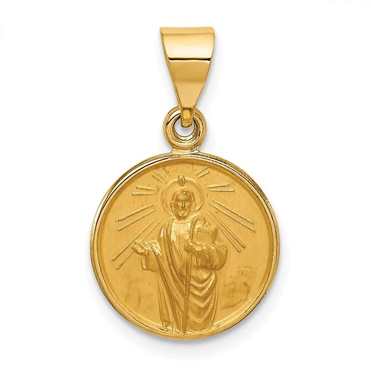 IceCarats 18K Yellow Gold San Judas Tadeo St Jude Patron Saint Thaddeus Medal Necklace Charm Pendant 21.5mm x 13mm Only