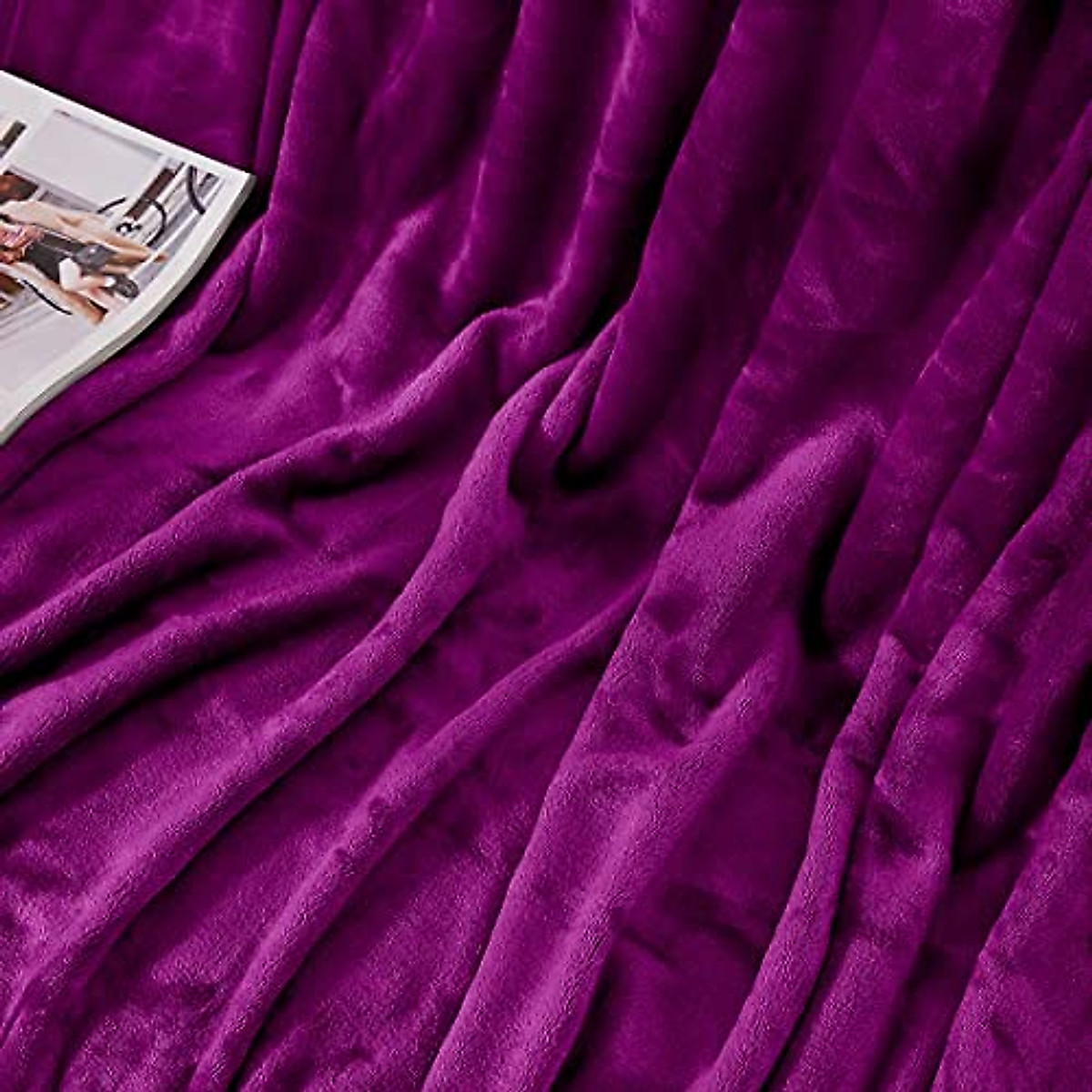 VANSILK Flannel Fleece Throw Blanket for Couch Purple 300 GSM, Lightweight Luxury Fuzzy Cozy Throws and Blankets for Sofa or Bed, Super Soft & Comfy (90x90 Inches)