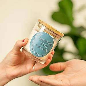 CANDECOR 8 Pack 10oz Clear Glass Candle Jars Kit - Complete Set with Bamboo Lids, Sticky Warning Labels, Customized Boxes, Wick & Holder - Ideal for DIY Candle Making - Dishwasher Safe