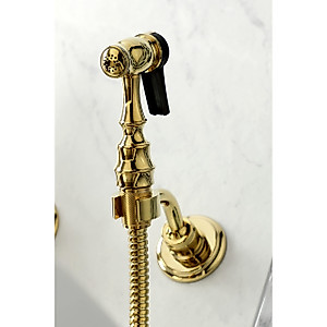Kingston Brass KS1262PXBS Heritage Wall Mount Bridge Kitchen Faucet with Brass Sprayer, 6-9/16", Oil Rubbed Bronze