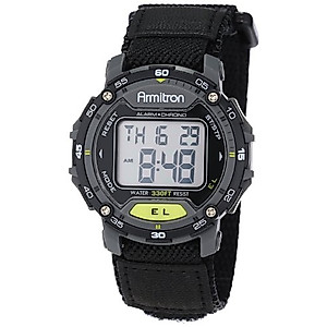 Armitron Sport Unisex 40/8291BLK Grey Accented Digital Chronograph Black Nylon Strap Watch