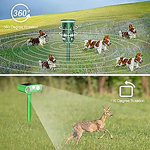 Cat Repellment,Meilen 360° Ultrasonic Animal Repeller Outdoor, Waterproof with Motion Detector,USB/Solar Powered Repellent, Flashing Lights, Repel Dogs,Cat,Fox,Raccoon,Skunk,Rabbit,Squirrels